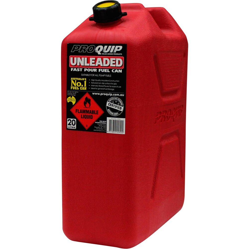 20 Litre Red Plastic Unleaded Fuel / Jerry Can with Pourer - 0950 — A1 ...