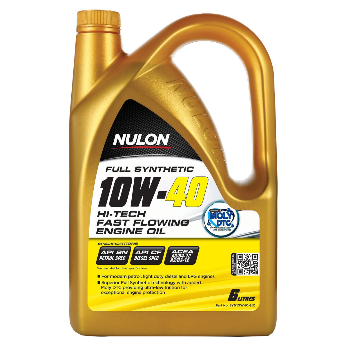Nulon Full Synthetic 10W40 Hi-Tech Fast Flowing Engine Oil - 6 Litre ...