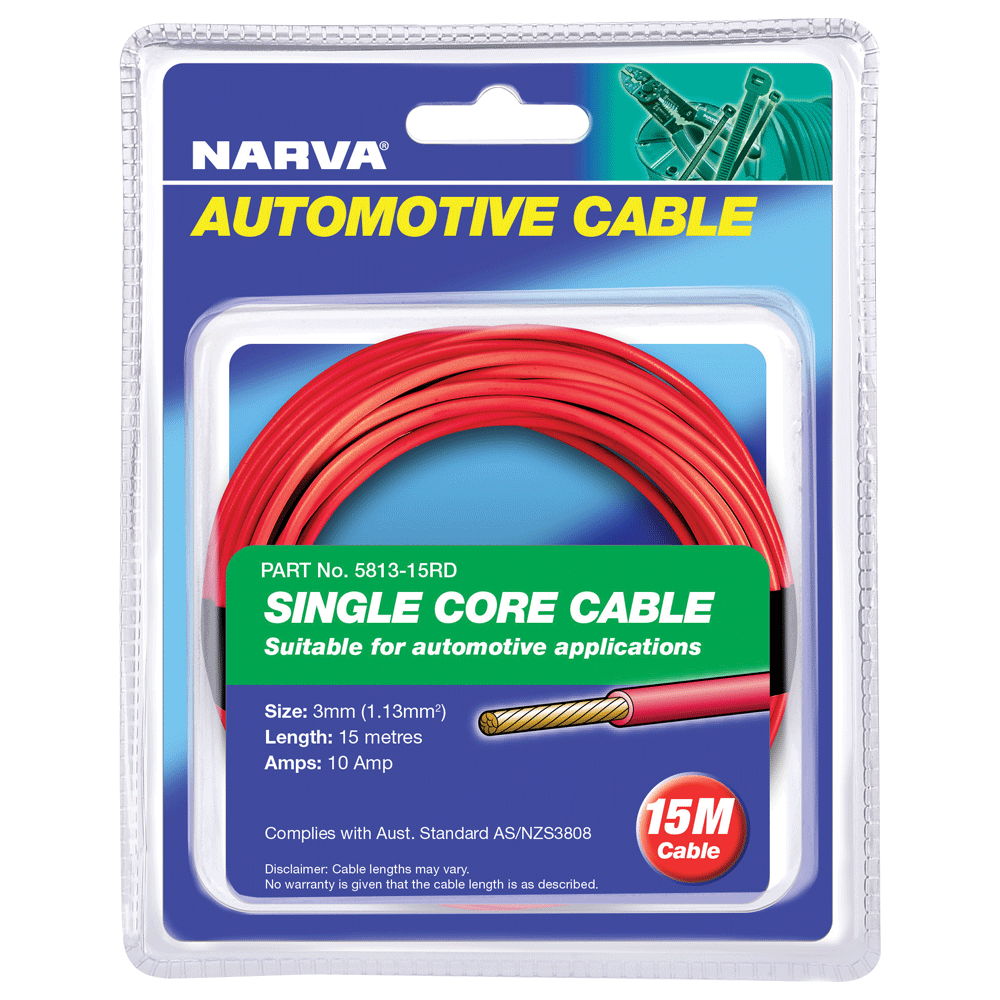 Narva 3mm 10 Amp Red Single Core Cable - 15 Metres - 5813-15RD — A1 Autoparts Niddrie